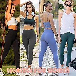 yeuG 7 Pack High Waisted Leggings for Women Tummy Control Soft Workout Yoga Pants(Black X 3,Dark Grey X 2,Wine Red,Navy,Large-X-Large)