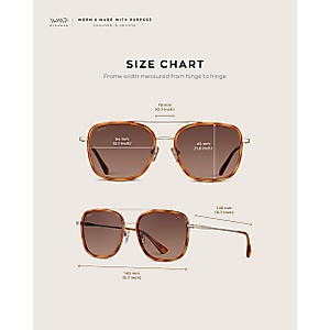 WearMe Pro Women’s Polarized Square Sunglasses: Modern Square Aviator with Double Bridge featuring Vintage and Modern Aesthetics (Sunset Tortoise Frame/Gradient Brown Lens)