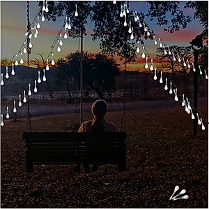 Outdoor Solar String Lights,30 LED Water Drop Solar Lights with 8 Modes,Waterproof Solar Powered Raindrop Lights for Garden Yard Porch Wedding Party Decor -Cold White