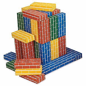 Lillian Vernon Primary Building Bricks - Kids Cardboard Bricks, Each 9" x 4" x 2" (Set of 24)