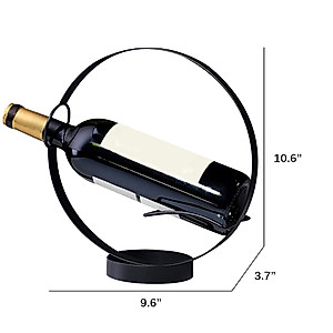 BETYMAO Single Wine Bottle Holder Stand Stainless Steel Tabletop Wine Rack Countertop Wine Holder Free Standing Metal Wine Stand Decorative Wine Holder for Dinner Home Bars Party Dining Table Black