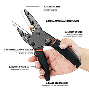 Multipurpose Box Cutter Heavy Duty - Utility Scissors All Purpose Heavy Duty,Industrial Grade,6 in 1 with Safety Lock and Thread Trimming,Non-Slip Handle Universal Cutting Tool
