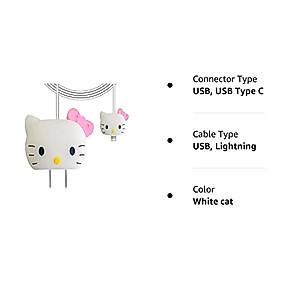 RTSXS Protective Case for Apple 20W iPhone USB-C Power Adapter Charger and USB Lightning Cable, 3D Cartoon Kawaii Saver Accessory Case for iPhone Charger (White cat)