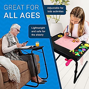 Table Mate II TV Tray Table - Folding TV Dinner Table, Couch Table Trays for Eating Snack Food, Stowaway Laptop Stand, Portable Bed Dinner Tray - Adjustable TV Table with 3 Angles, Cup Holder, Silver