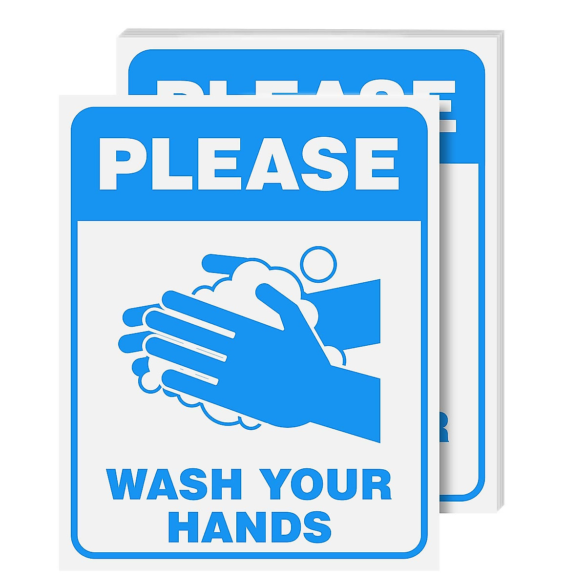 Please Wash Your Hands Sign Laminated Poster – Health and Safety – Great Use for Homes, Schools, Office and Public Spaces | Heat, Water and Moisture Resistant | 8 x 10 Inches | 5 per Pack (Blue)