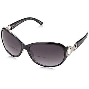 Foster Grant Women's Latte Oval Reading Sunglasses, Black/Transparent, 62 mm + 1.75
