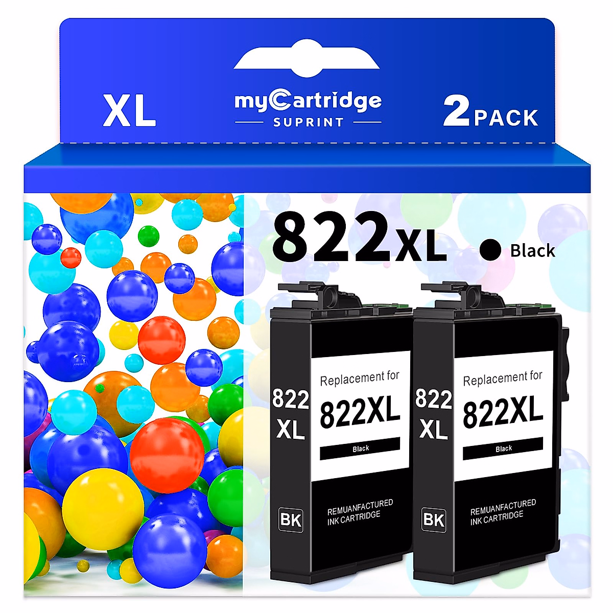 MYCARTRIDGE SUPRINT 822XL Black Ink Cartridge Combo Pack Remanufactured Ink Cartridge Replacement for EPSON 822XL 822 XL T822 T822XL for Workforce Pro WF-3820 WF-4833 WF-4830 WF-4820 Printer 822XL