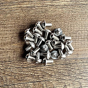Adiyer 25pcs M6-1.0 x 12mm Flanged Button Head Socket Cap Screws, 304 Stainless Steel, Full Thread, Allen Socket Drive Bolts