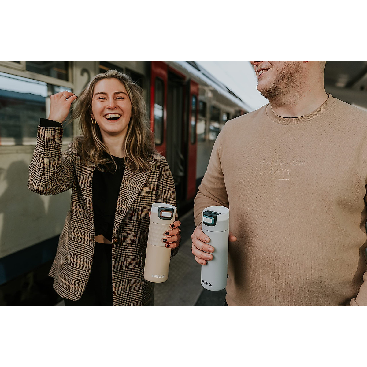 Kambukka ETNA UNCERTAIN GREY Insulated Tumbler 500ml - Stainless Steel Takeaway Coffee Cup - Leak Proof & Leakproof - Insulated Tumbler for Travel and Coffee - Keeps Hot for 9