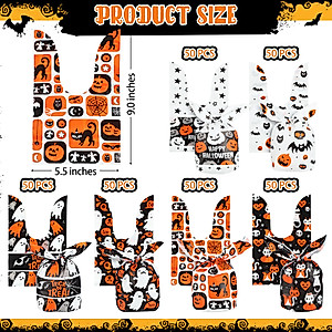 Watersay 300 Pcs Halloween Christmas Treat Bags, 6 Style Small Christmas Halloween Bags Candy Bags Cute Rabbit Ear Halloween Christmas Goodie Cookie Bags for Party Gift(Orange,Pumpkin)