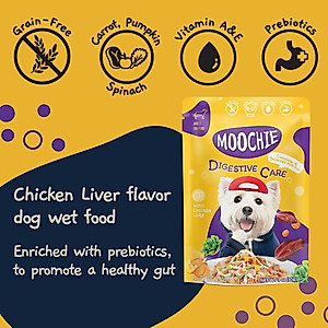 MOOCHIE Soft Wet Dog Food - Superfood Selection - Duck, Salmon & Chicken Liver Flavors - No Artificial Flavors or Preservative -12 x 2.5 oz Pouch