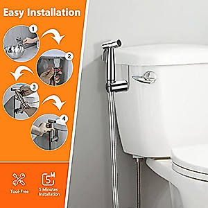 HAKKALA Stainless Steel Handheld Bidet Sprayer for Toilet, Wall Mount, Polished