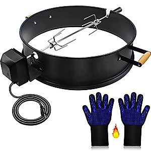 MARS CAMP Upgraded Rotisserie Ring Kit for All Weber 22 Inch Charcoal Kettle and Other Similar Grills,with Well-Balanced Construction & Poweful Motor