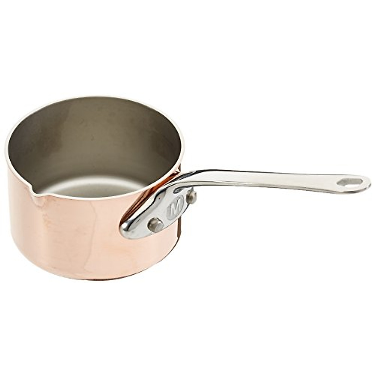 Mauviel M'Minis Copper & Stainless Steel Mini Sauce Pan with Pouring Spout and Stainless Steel Handle, 2-in, Made in France