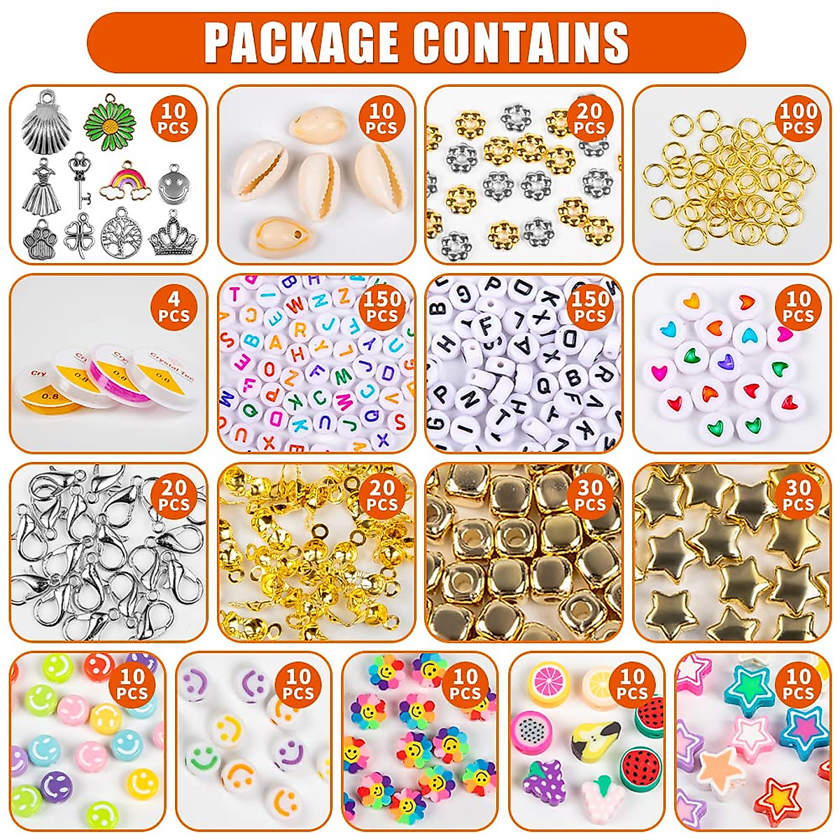 OLIKER 12600 Pcs Clay Beads for Bracelet Making Kit,72 Colors Flat Round Polymer Clay Beads Spacer Heishi Beads for Jewelry Making for Girls 8-12 with Pendant Charms Kit