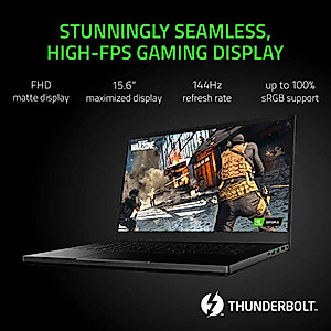 Razer Blade 15 Base Gaming Laptop 2020: Intel Core i7-10750H 6-Core, NVIDIA GeForce RTX 2060, 15.6" FHD 1080p 144Hz, 16GB RAM, 512GB SSD, CNC Aluminum, Chroma RGB Lighting, Thunderbolt 3, Black