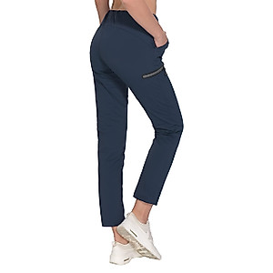 Little Donkey Andy Women's Ultra-Stretch Quick Dry Lightweight Ankle Pants Drawstring Active Travel Hiking Navy M