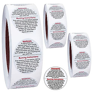 1500 Pcs Candle Warning Labels,1.5inch Candle Jar Container Stickers, Candle Safety Stickers for Candle Making DIY Candle Jars