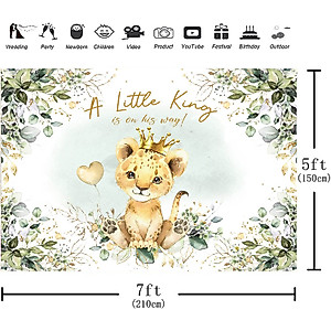 MAYSSKQ Lion Baby Shower Backdrop Safari Wild Green Leaves Baby Shower Background We are Roaring with Excitement Lion Baby Shower Backdrops Cake Table Decorations (7x5ft)