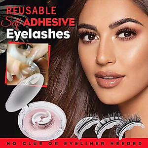 Conversionh Eyelashes - Glazyboo Self Adhesive Eyelashes, Self-Adhesive Eyelashes, Waterproof Reusable Self Adhesive Eyelashes (2Pairs Natural)