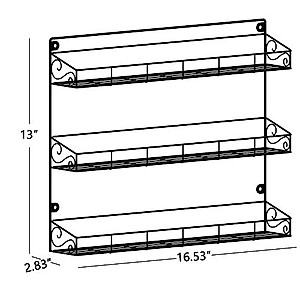 SWOMMOLY 2 Pack Wall Mount Spice Racks, 3-Tier Storage Shelf Organizer, Black, Large