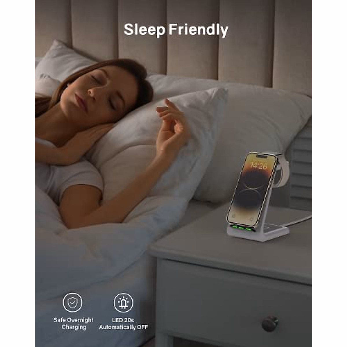 Wireless Charging Station for Apple - 3 in 1 Wireless Charger Stand Dock Watch and Phone Charger Station for Apple Watch 8/7/SE/6/5/4/3/2, iPhone 14 13 12 Pro Max SE XS XR X, Samsung, AirPods Pro/3/2