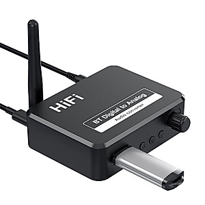 BOLS 192KHz Digital to Analog Audio Converter 5.2 Bluetooth Receiver DAC Wireless Audio Adapter with Optical/Coaxial to 3.5mm Audio Output for TVs, Game Consoles, CD Players, MP3 etc.