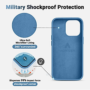 AOTESIER Shockproof Designed for iPhone 14 Pro Max Case, [Food Grade Silicone] [Military Drop Protection] with Anti-Scratch Lining Protective Phone Case for 14 ProMax, 6.7 inch, Azure Blue