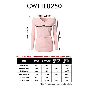 H2H Casual T-Shirts for Women - V Neck Long Sleeve Black US M/Asia M (CWTTL0250)