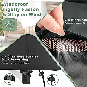 Outdoor Furniture Cover Waterproof, Extra Large Outdoor Sectional Cover 126"x126"x28", 500D Heavy Duty Patio Furniture Covers Waterproof Sectional, Square Patio Cover for Outdoor Furniture -Black