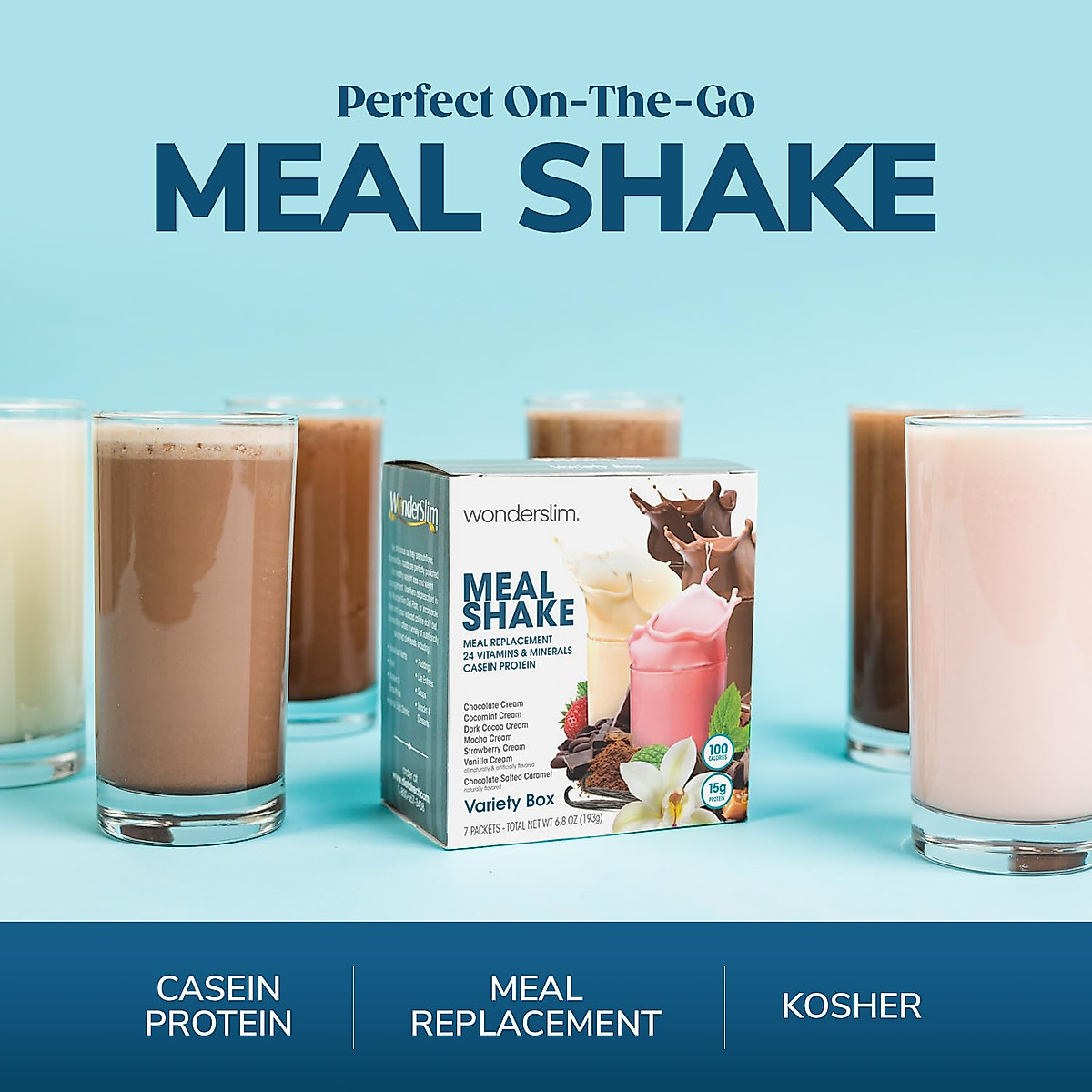WonderSlim Meal Replacement Shake, Chocolate Salted Caramel, 15g Protein, 24 Vitamins & Minerals, Gluten Free, Low Carb (7ct)