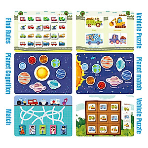 MIKNEKE DIY Quiet Book for Toddlers, Montessori Busy Book for Kids, Vehicle Preschool Learning Activities Learning & Education Toys