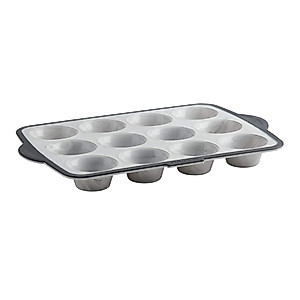 Trudeau Structure Pro Standard Muffin Pan, 12 Cavity Silicone Bakeware, Marble