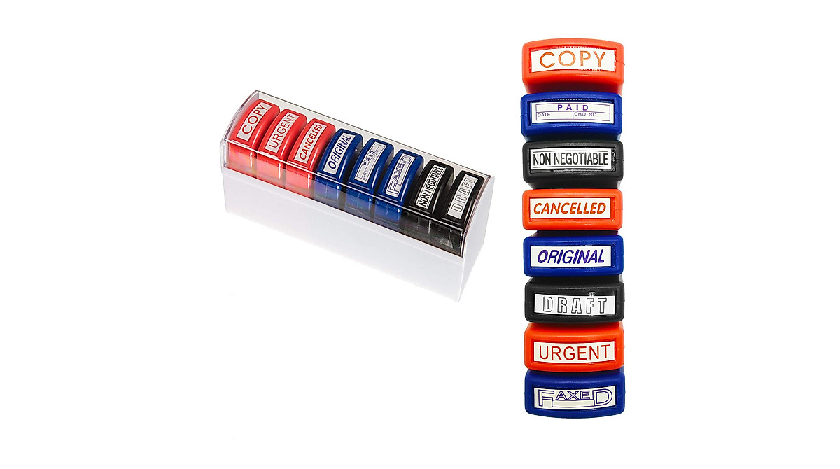 Reliancer Set of 8 Self Inking Office Stamps