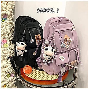 SHIDAI Kawaii Girl Backpack Cute Backpack Cute Aesthetic Backpack for School (Black,ONE SIZE) (DRF-1287)