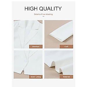 Dokotoo Womens Cropped Blazer Business Casual Outfits Jackets for Women Fashion Long Sleeve Open Front Blazer Jackets Cropped Jacket White M