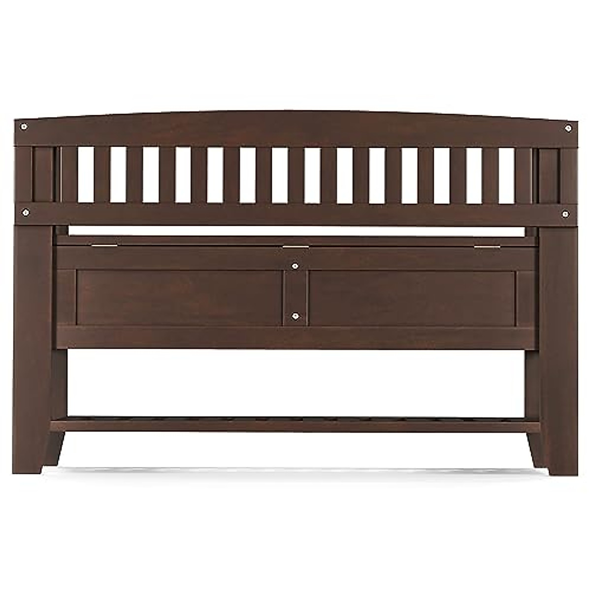 SIMPLIHOME Acadian Solid Wood 48 Inch Wide Transitional Entryway Storage Bench with Shelf in Brunette Brown, for The Living Room, Entryway and Family Room