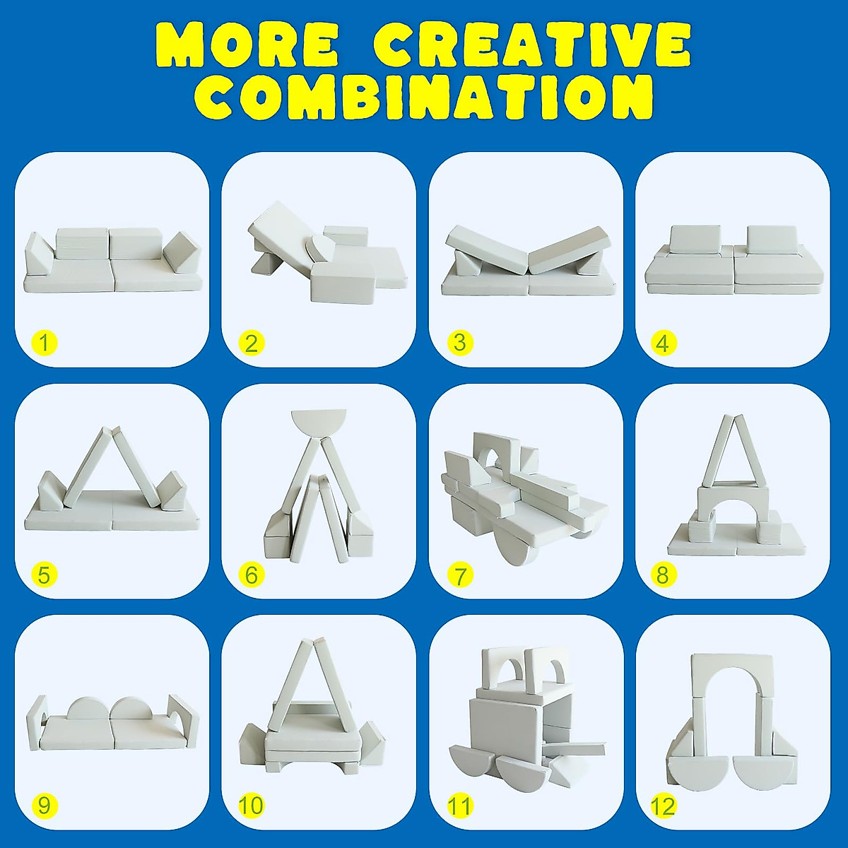 Lifestan Modular Kids Couch 14PCS, Play Couches for Creative Toddlers, Foldable Foam Couch for Playroom, Convertible Explorer Play Sofa Set for Indoor Playing, Creating, Sleeping1