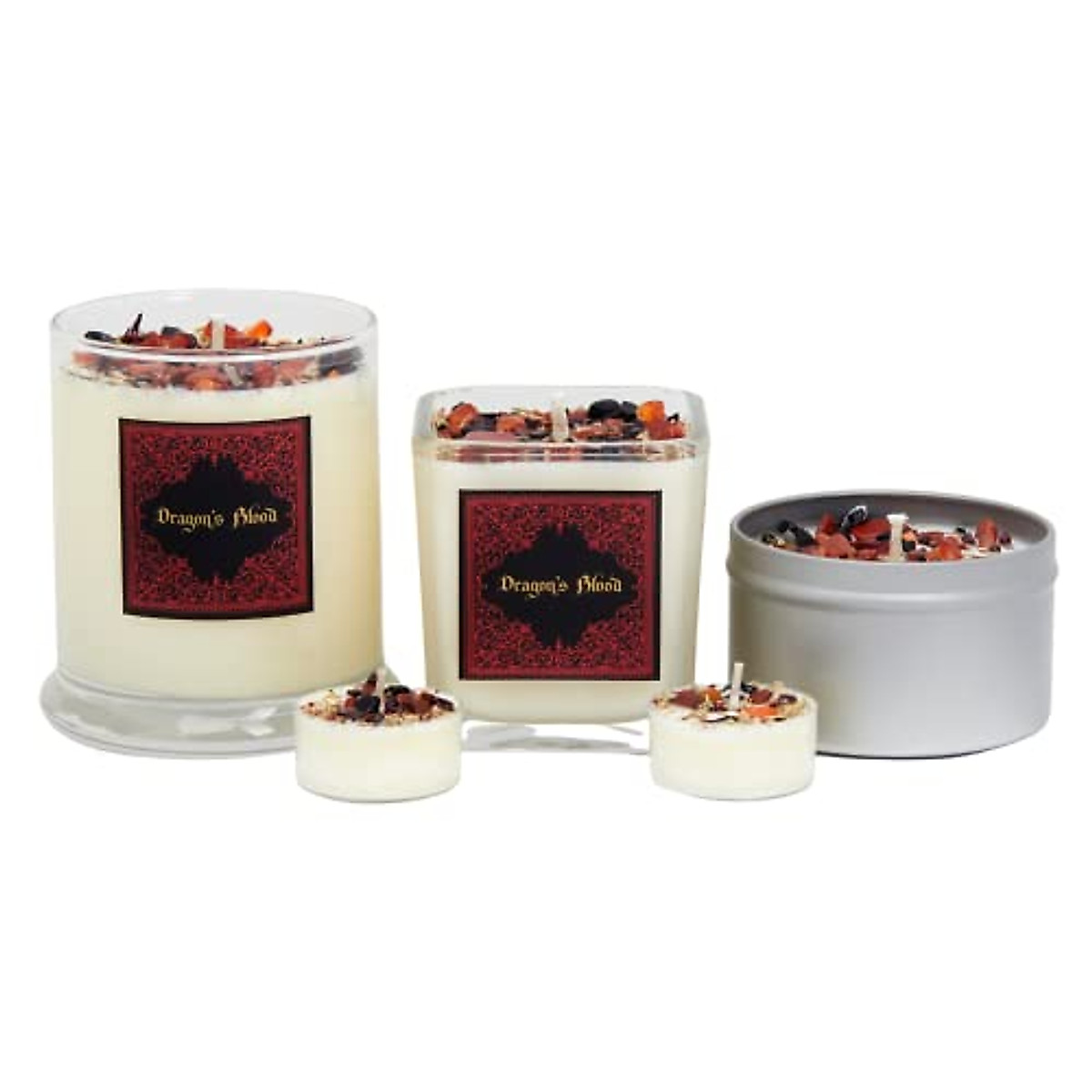 Dragons Blood Candle by New Moon Beginnings - Protection & Grounding - Herb, Flower, & Crystal Candles - Aromatherapy Soy Candle - Set of 6 Tealights