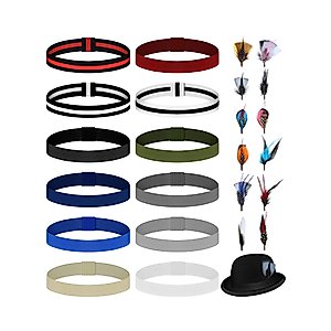 Breathffy 24 Pcs Stretchable Hat Bands Natural Assorted Hat Feathers Hat Ribbons for Panama Hat Western Costume Headwear (Classic)