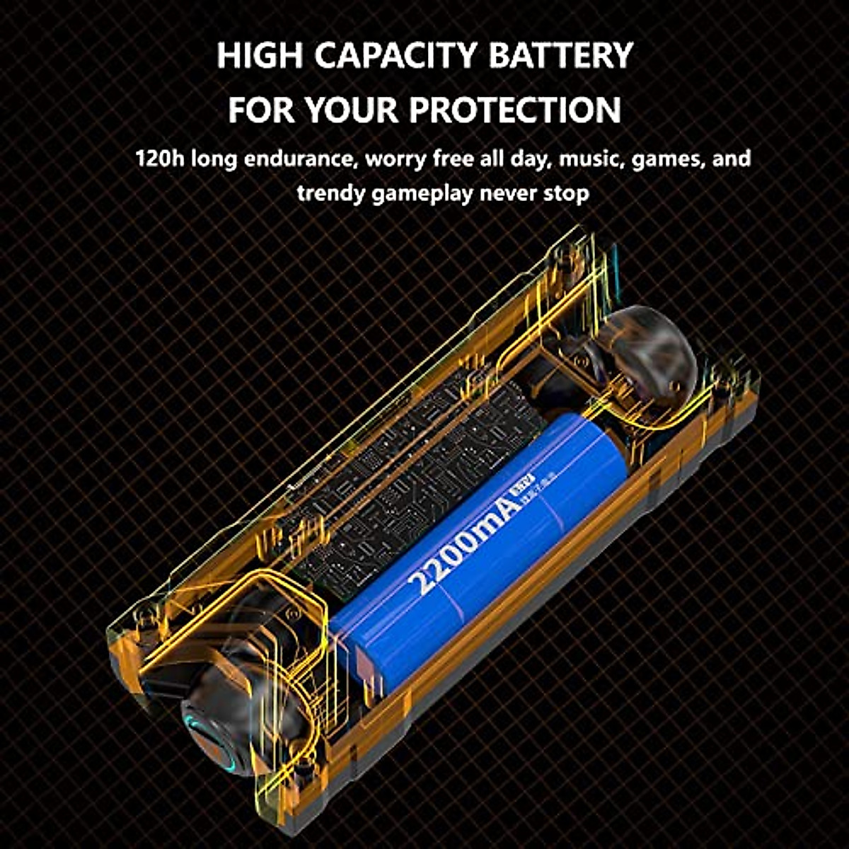 Munlar M48 Bluetooth Earphones 5.3 Cool Mecha Game Earphones with Low Latency and Low Power Consumption 20000 mAh Long Playing Time Earbuds (Black)