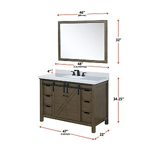 Bell+Modern Ketchum 48 in W x 22 in D Rustic Brown Bath Vanity and White Quartz Countertop