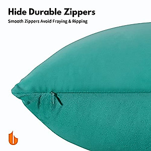 Urbanstrive Not Fade Velvet Soft Solid Decorative Throw Pillow Covers Square Cushion Case for Sofa Bedroom Car 18 x 18 Inch 45 x 45 cm, Aqua Green