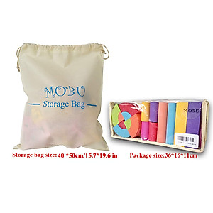 MOBU Foam Building Blocks for Toddlers 1-3, 50 PCS Educational Soft Building Blocks for Kids Playing Indoor Outdoor Bathroom Bathtub or Beach (Reusable Storage Bag)