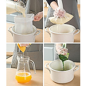 Haosens 6 Pack - 200 Mesh Fine Strainer & Nut Milk Bags, Reusable Food Grade BPA-Free Ultra Strong Nylon Nutmilk, Juices, Cold Brew, Tea Coffee, Juice Soy, 9.4x2.6 inch