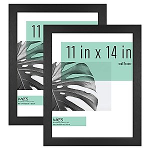 MCS Studio Gallery 11x14 Picture Frame Black Woodgrain, Rectangle Photo Frame for Photos, Posters & Art Prints (2-Pack)
