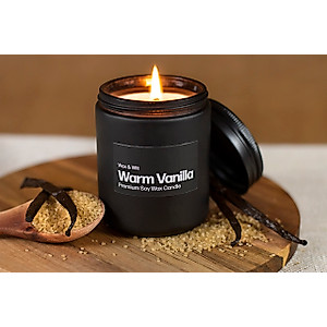 Wax & Wit Black Scented Candles for Men – Warm Vanilla Candle - 9oz, Soy Wax, Cotton Wick, Long Lasting 50 Hour Burn, Aromatherapy for Home - Gifts for Men, Dad, Husband, Boyfriend, Coworker