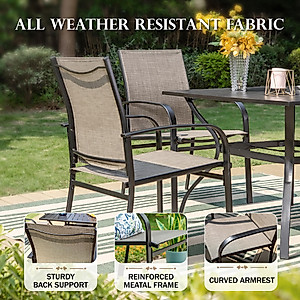 HERA'S HOUSE Patio Dining Chairs Set of 6, 36" Textilene Fabric Outdoor Chair with Wrought Iron Metal Frame Support 350lbs for Lawn Garden Backyard Kitchen, Brown