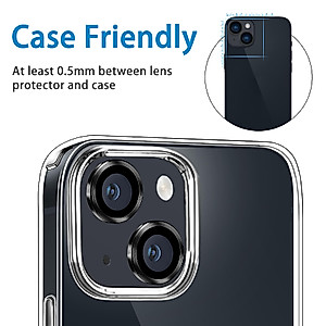 Hsefo Compatible with iPhone 13 Mini / 13 Camera Lens Protector, Anti-Scratch 9H Tempered Glass Metal Camera Screen Protector Shockproof Cover Film Ring -2 Pcs Black
