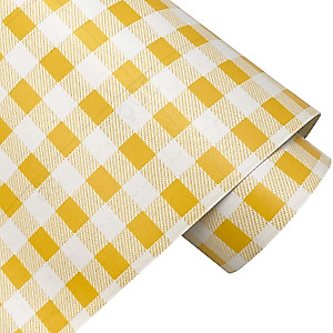 Yifasy Shelf Liner Yellow Grids Self-Adhesive Drawer Shelving Paper Line Study Desk Storage Cabinets 118x17.7 Inch